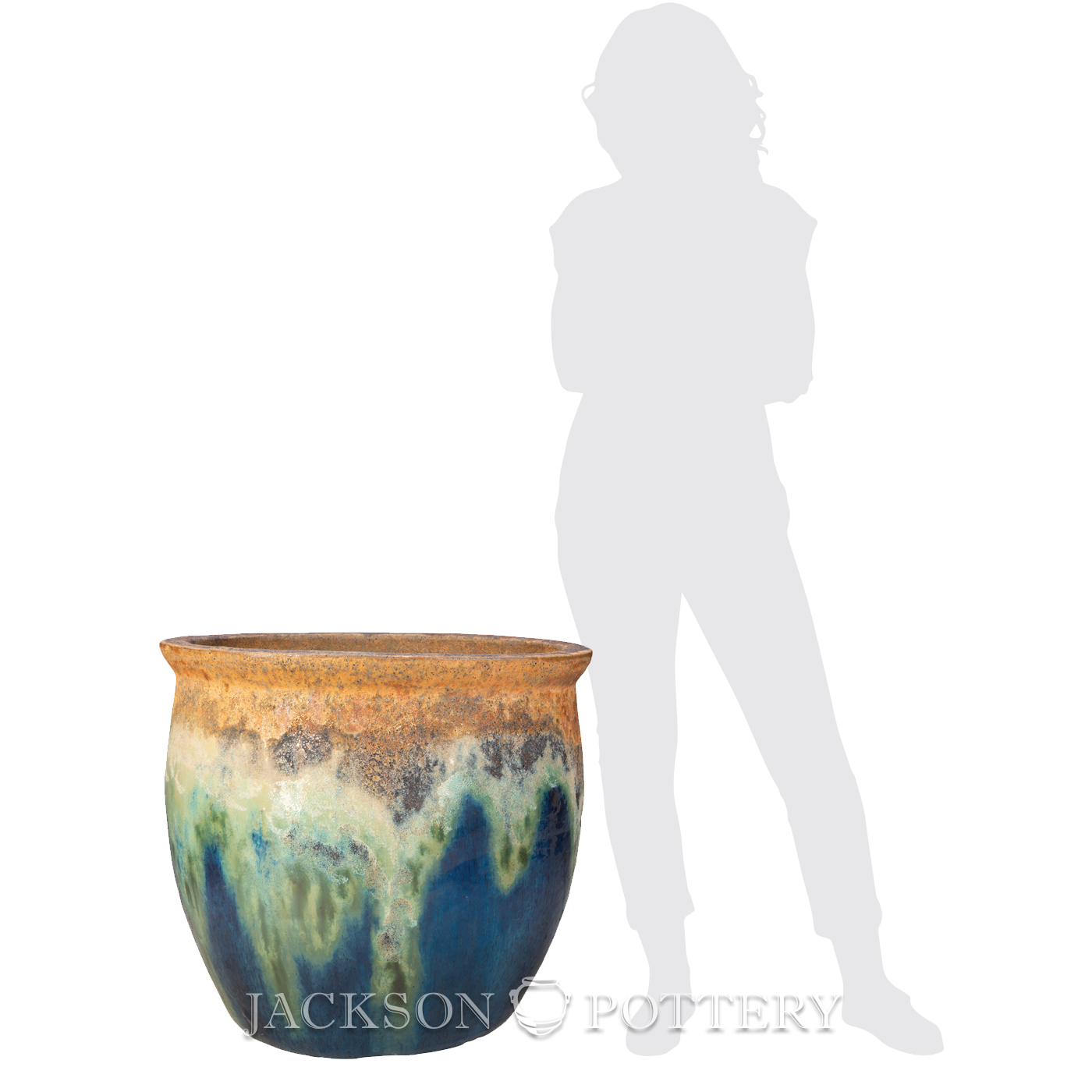 Jackson Pottery | 23.5 in. Claremont Planter - Ancient Earth over Azul